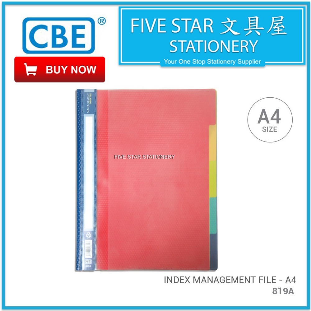 fivestar2u CBE Index Management File 819A (A4/ Random Colours) Basic ...