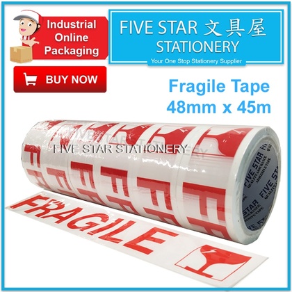 FRAGILE TAPE 48mm (2 inch) x 45meter x 6 rolls Plastic OPP Tape for ...