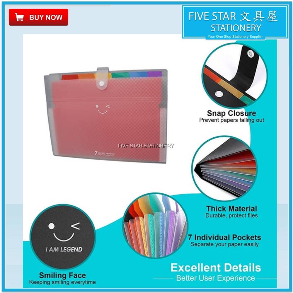 7 Pocket Expanding File Folders with Labels A4 Paper Organizer