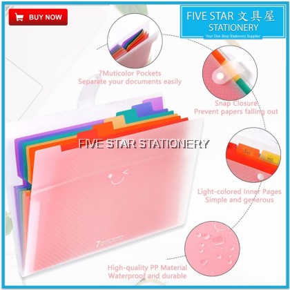 7 Pocket Expanding File Folders with Labels A4 Paper Organizer