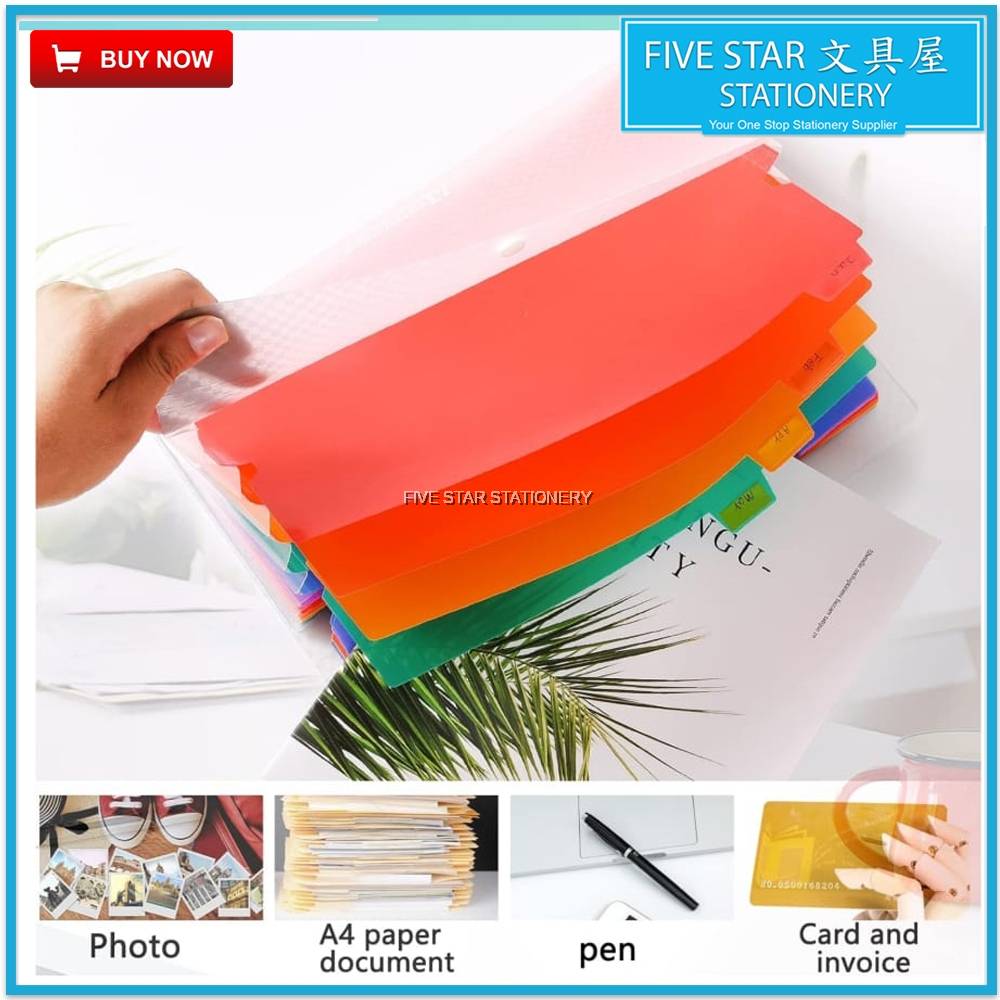 7 Pocket Expanding File Folders with Labels A4 Paper Organizer